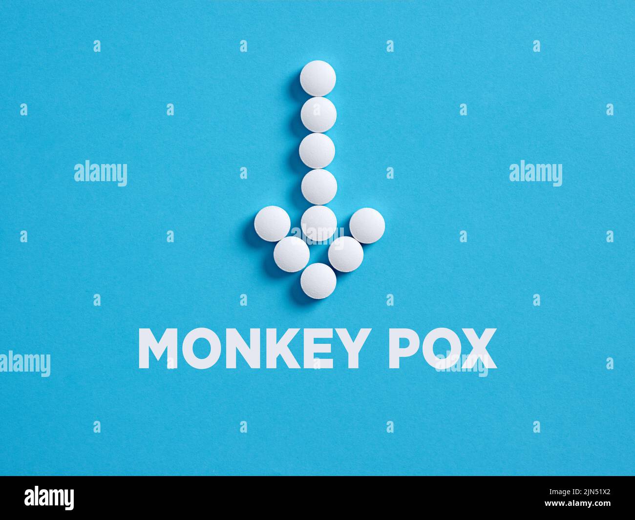 Medical pills in arrow shape with the word monkey pox. Monkey pox ...