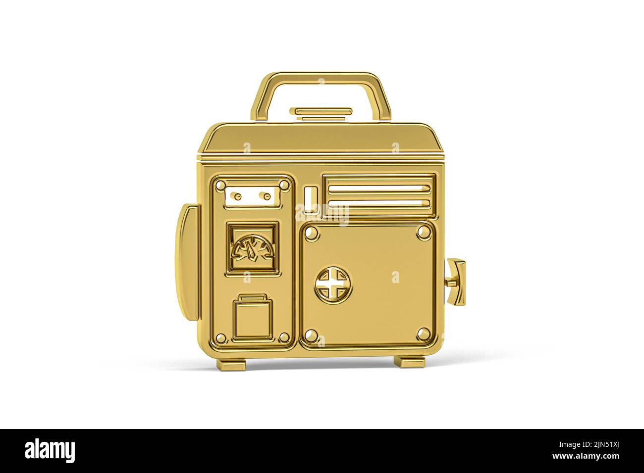 Golden 3d power generator icon isolated on white background - 3d render ...