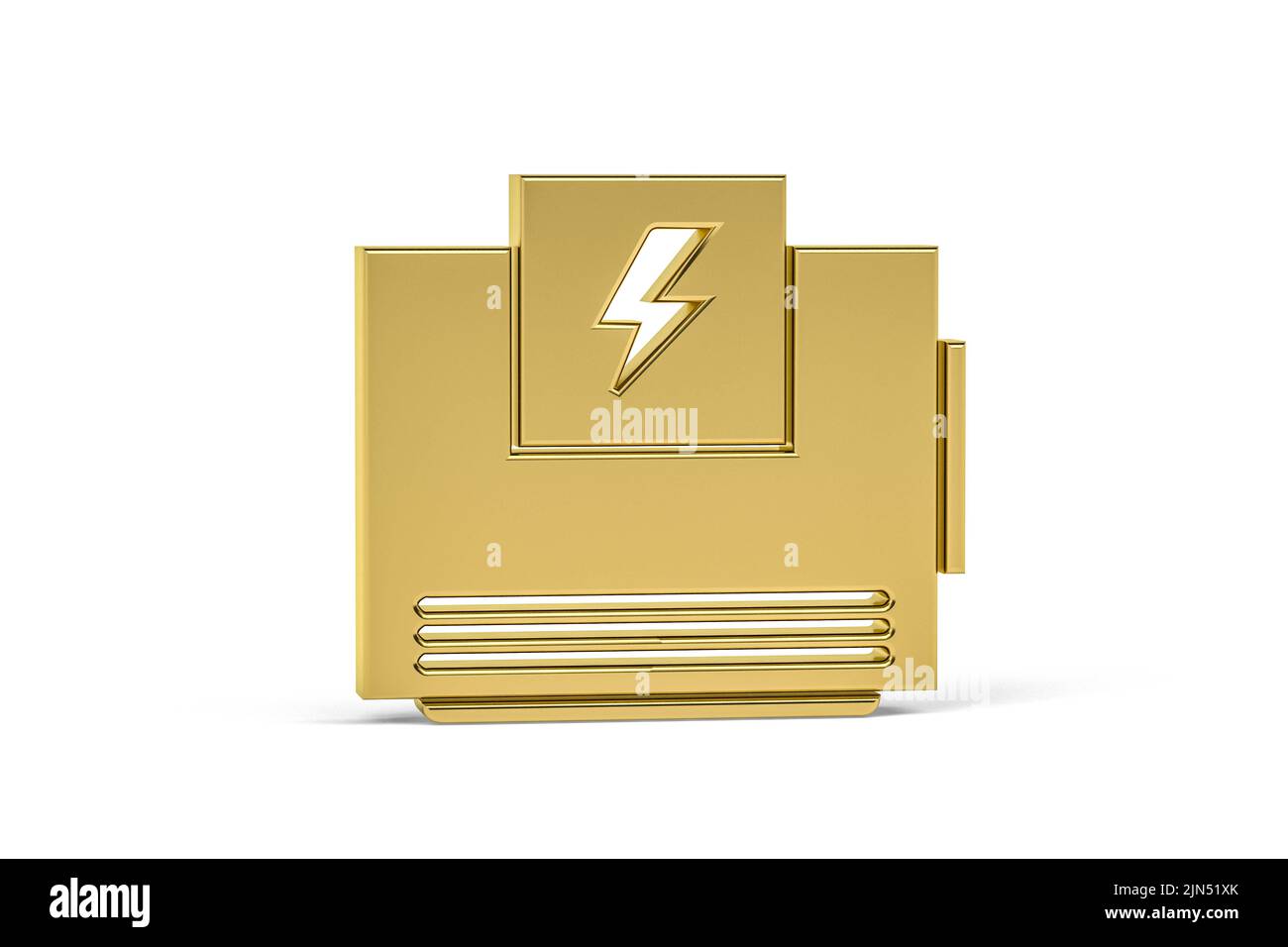 Golden 3d power generator icon isolated on white background - 3d render ...