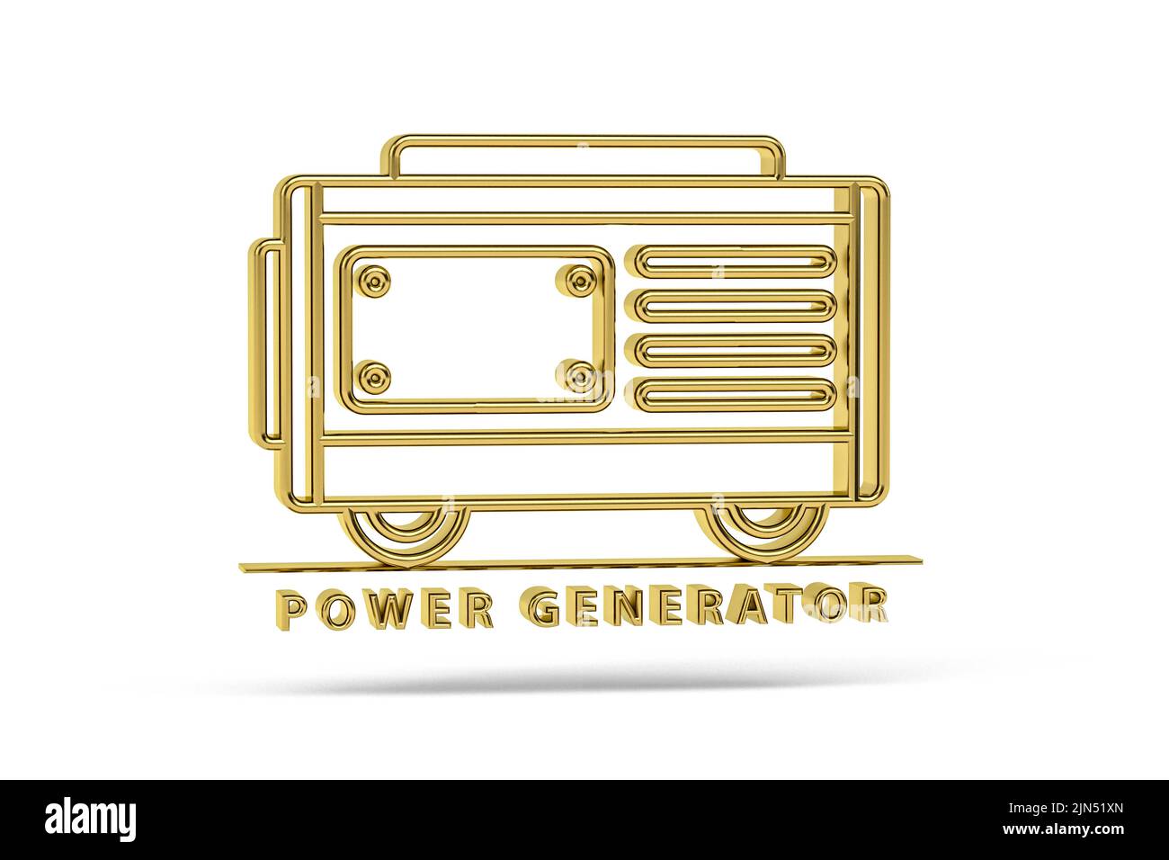Golden 3d power generator icon isolated on white background - 3d render ...