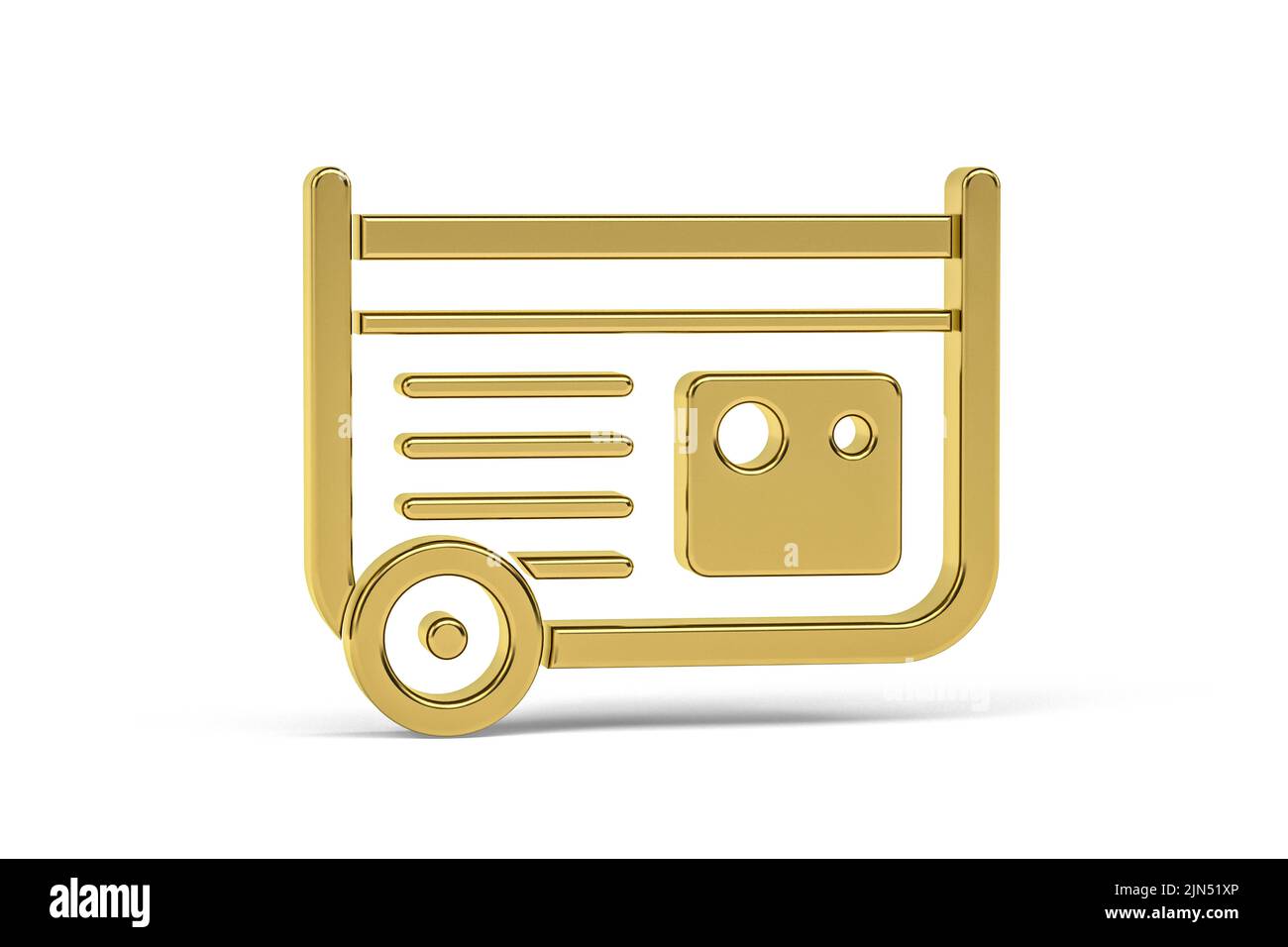 Golden 3d power generator icon isolated on white background - 3d render ...