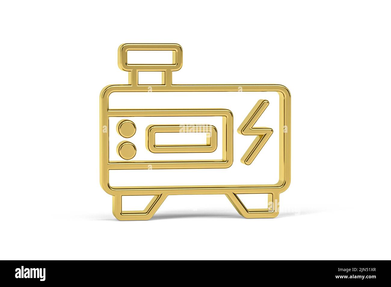 Golden 3d power generator icon isolated on white background - 3d render ...