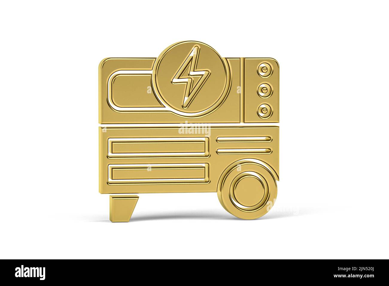 Golden 3d power generator icon isolated on white background - 3d render ...
