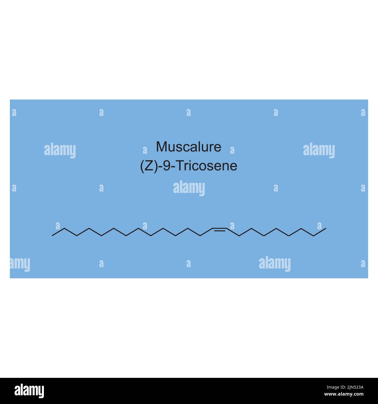 Chemical structure of Muscalure - housefly pheromone - on blue ...