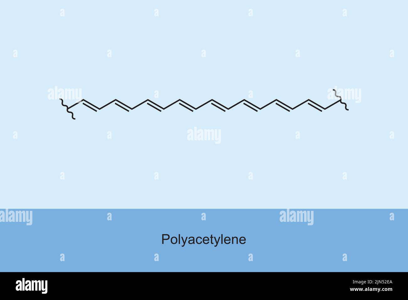 Polyacetylene polymer chemical structure on blue background Stock ...