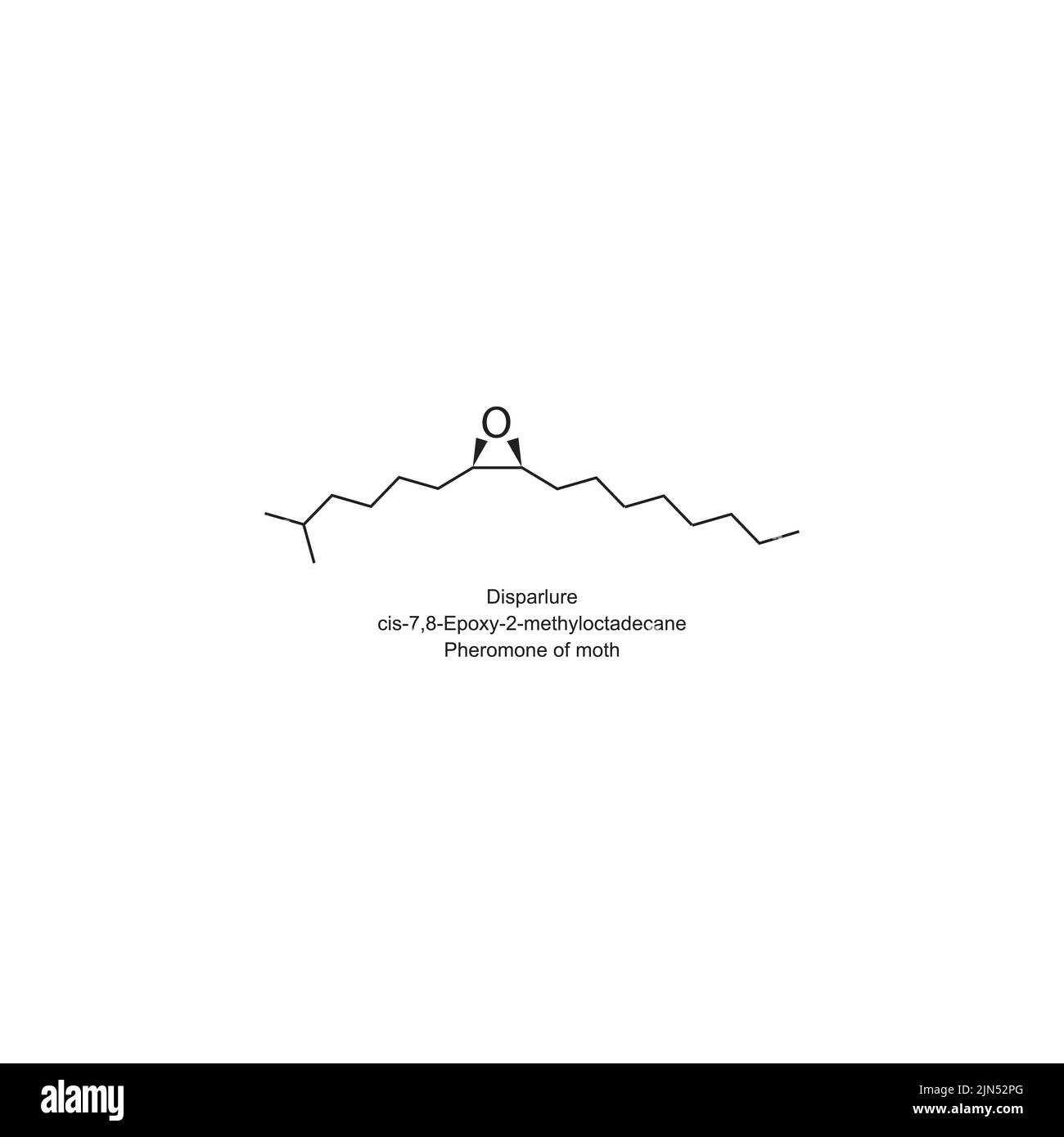 Chemical structure of Disparlure - moth pheromone - on white background ...
