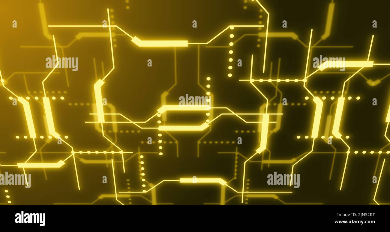 Image of neon integrated circuit on yellow background Stock Photo - Alamy