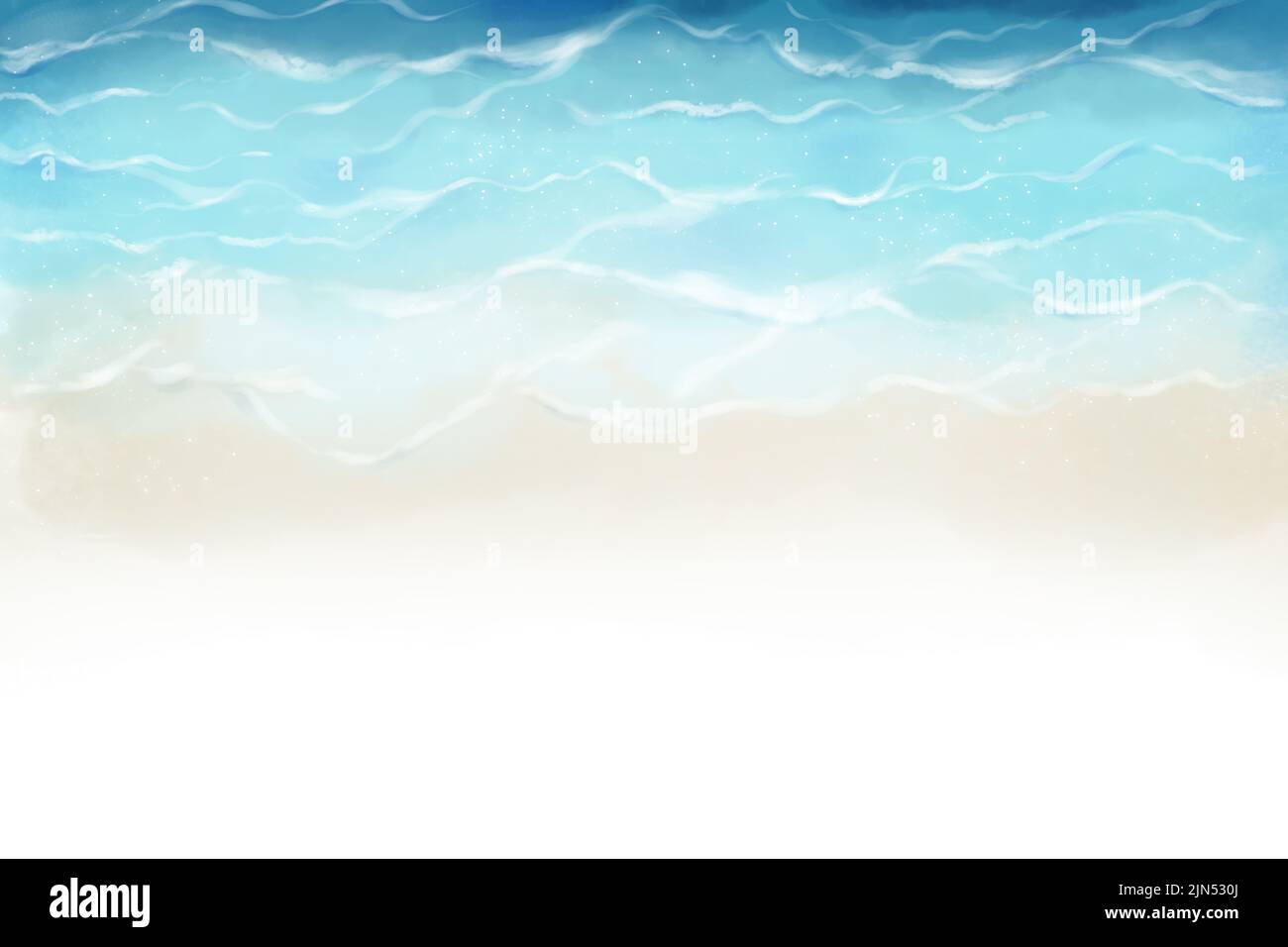 A Blue Sea with a lot of Ocean Wave. Watercolor Style Artwork ...