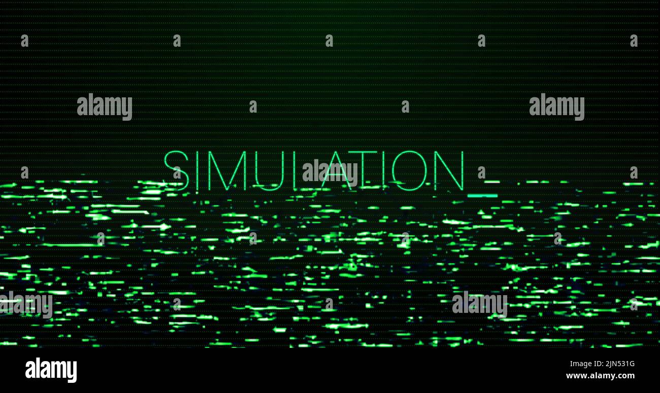 Image of interference over simulation text on black background Stock ...