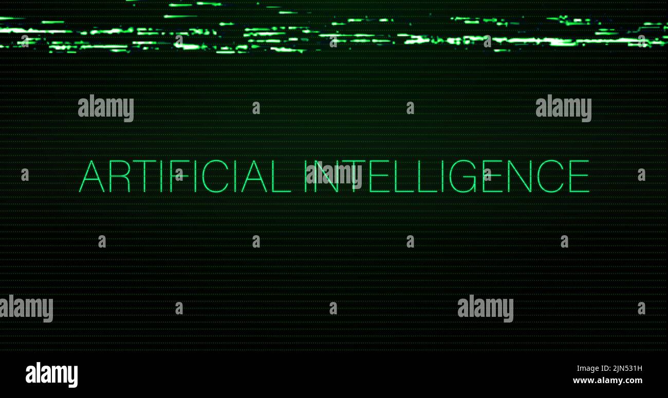 Image of interference over artificial intelligence text on black ...