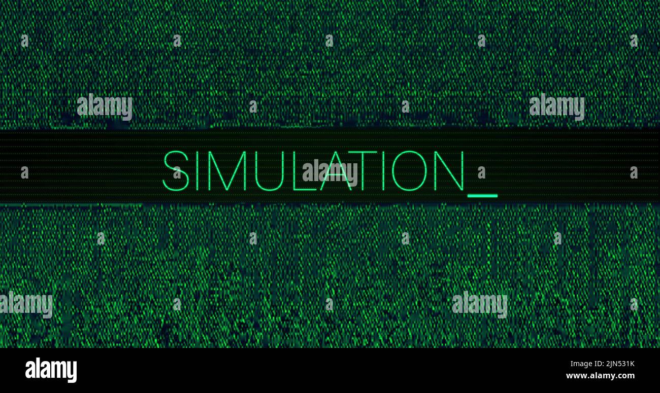 Image of interference over simulation text on black background Stock ...