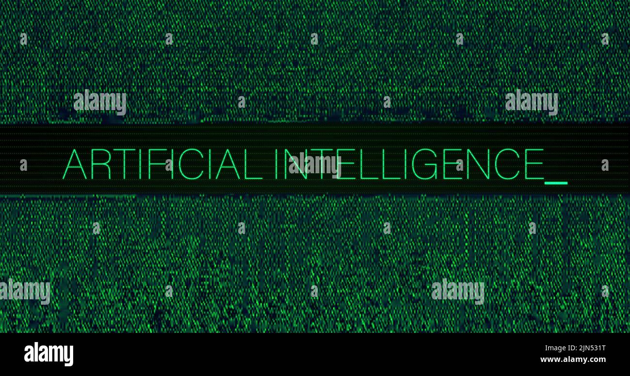 Image of interference over artificial intelligence text on black ...