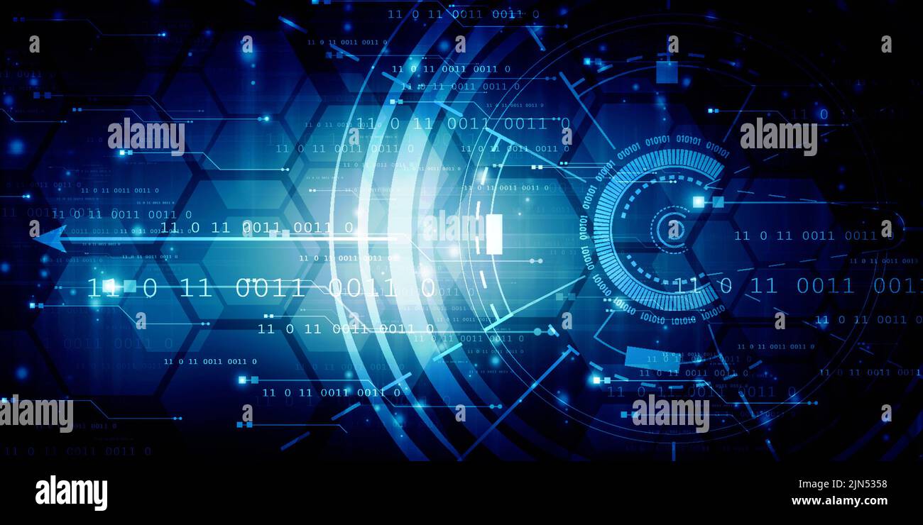 2d illustration Abstract futuristic electronic circuit technology ...