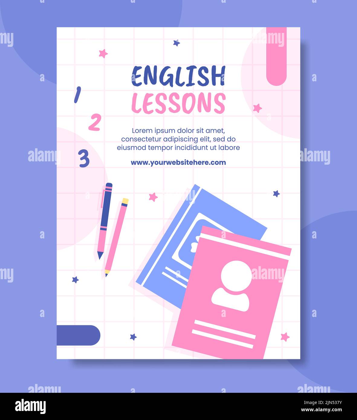 English Class Poster Template Hand Drawn Cartoon Flat Illustration ...