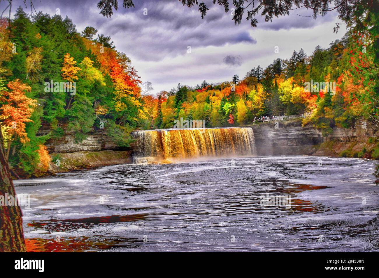 The Lower Falls at Tahquamenon Falls State Park in Michigan, USA Stock ...