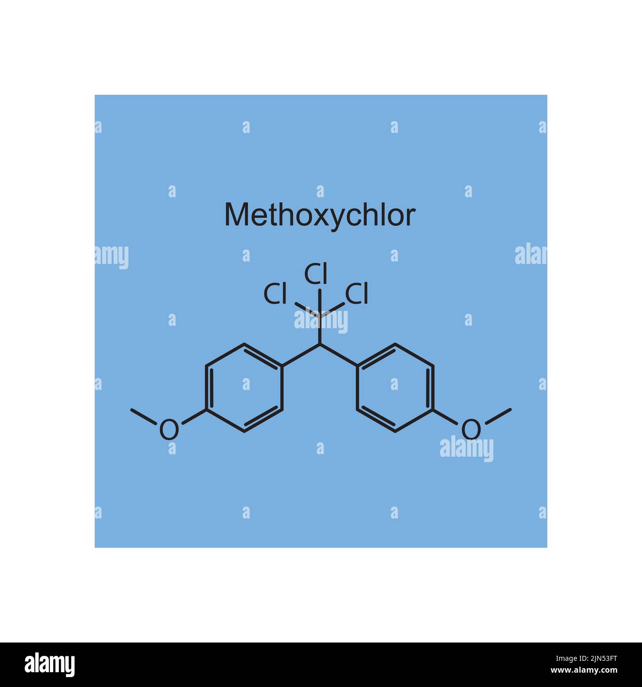 Methoxychlor pesticide chemical structure on blue background Stock ...