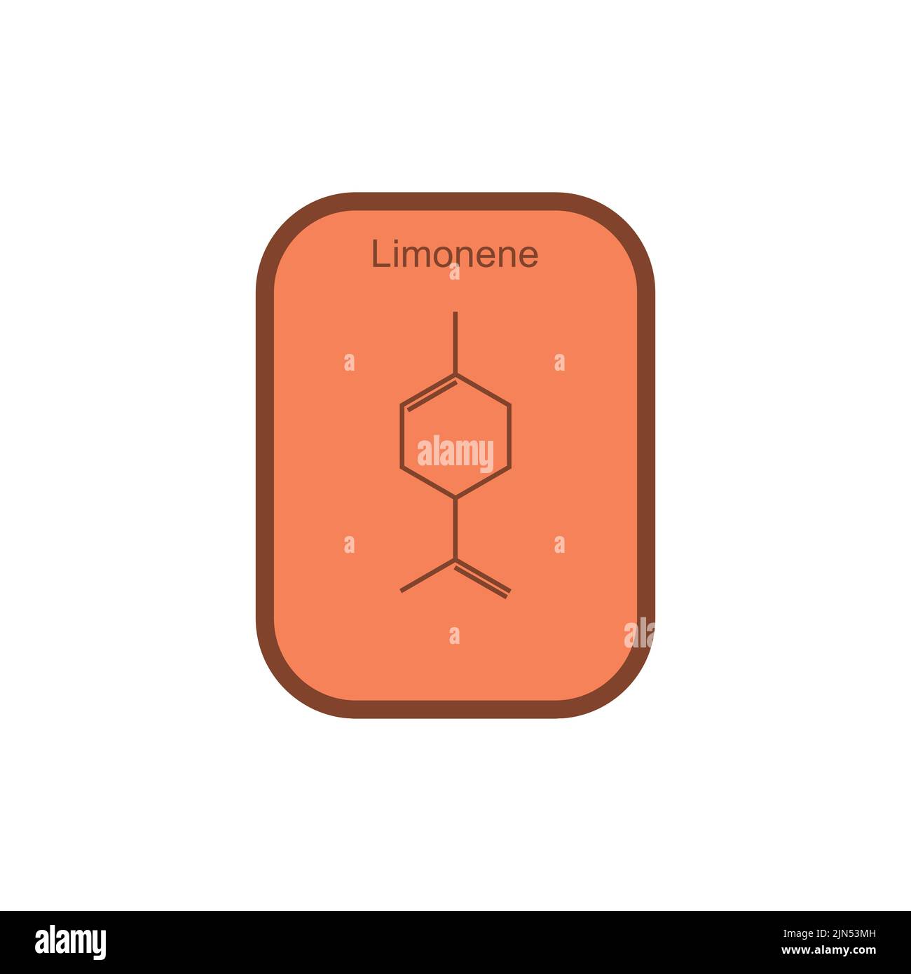 Limonene (alkene) chemical structure on orange background - component ...