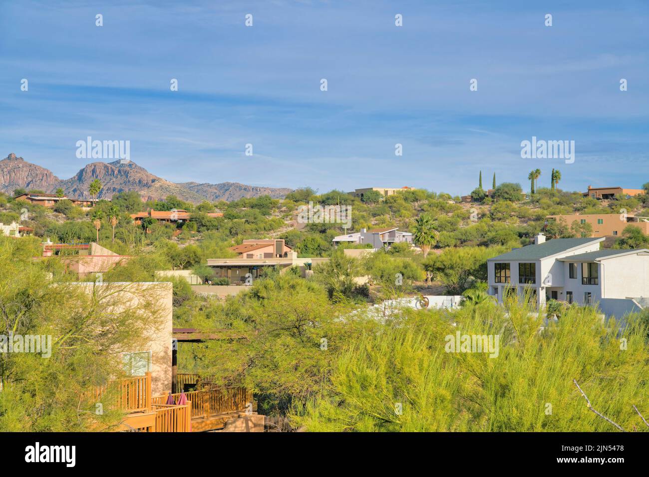 Upper middle class neighborhood in the suburbs of Tucson, Arizona ...