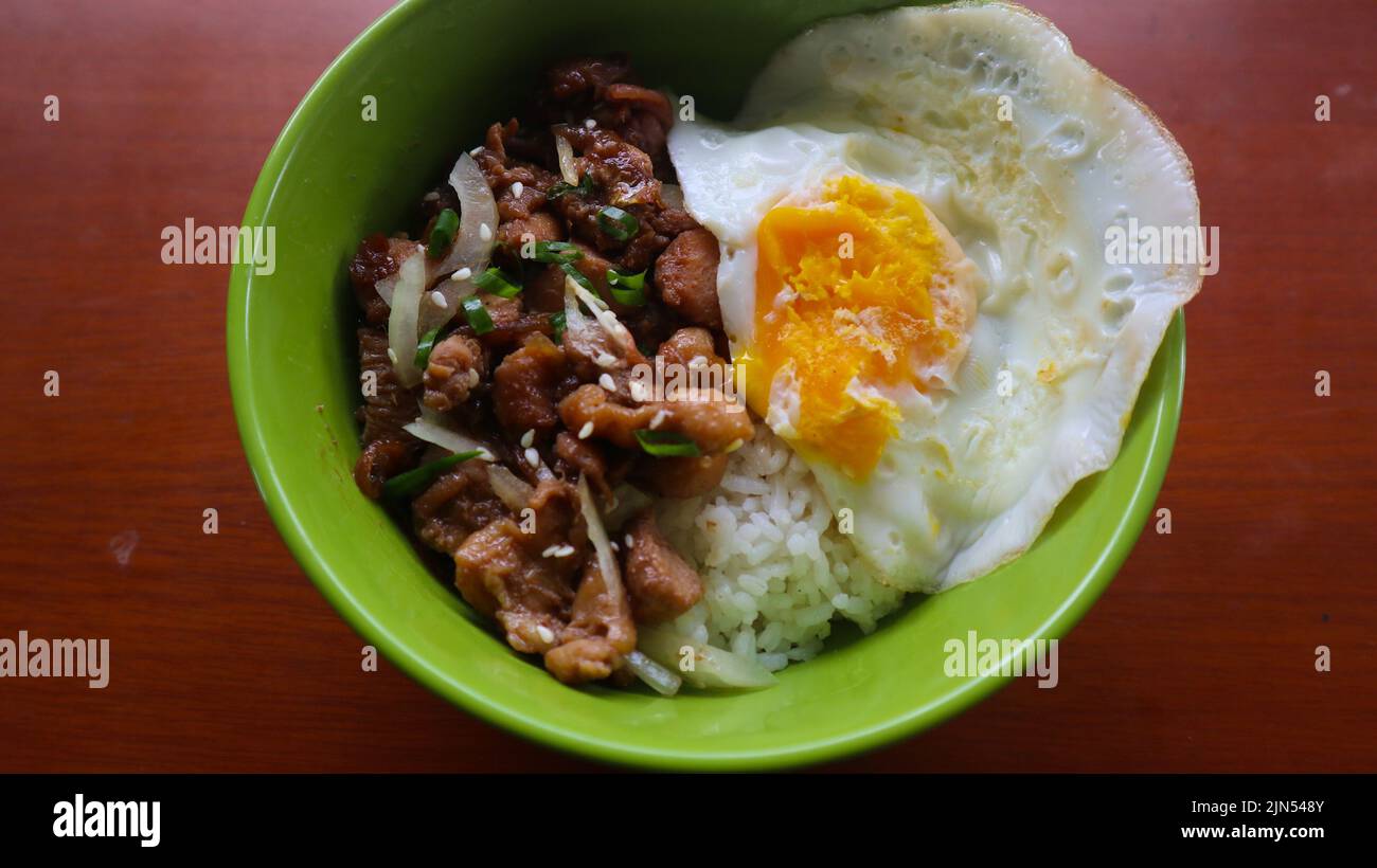 homemade Bibimbap rice in a bowl, Bibimbap is a Korean dish, rice in a ...
