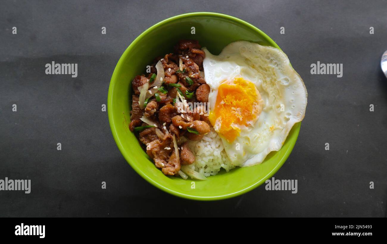 homemade Bibimbap rice in a bowl, Bibimbap is a Korean dish, rice in a ...