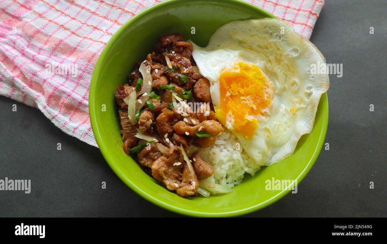 homemade Bibimbap rice in a bowl, Bibimbap is a Korean dish, rice in a ...