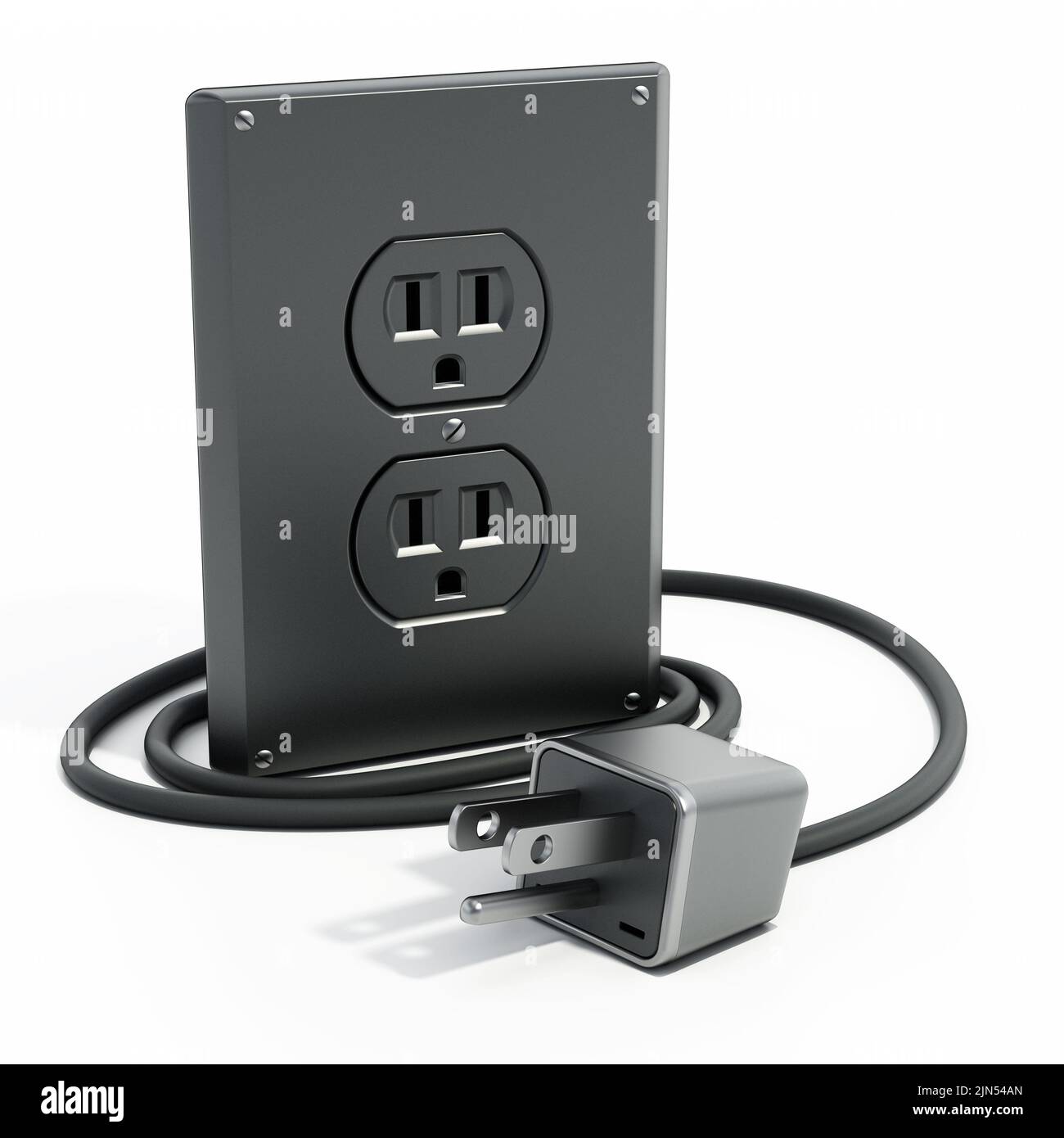 USA type AC power plugs and sockets isolated on white background. 3D ...