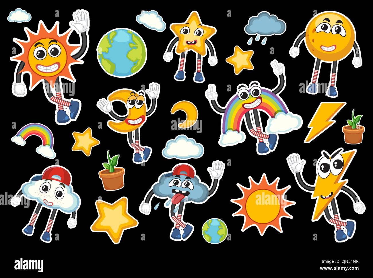 Cute sticker seamless pattern illustration Stock Vector Image & Art - Alamy