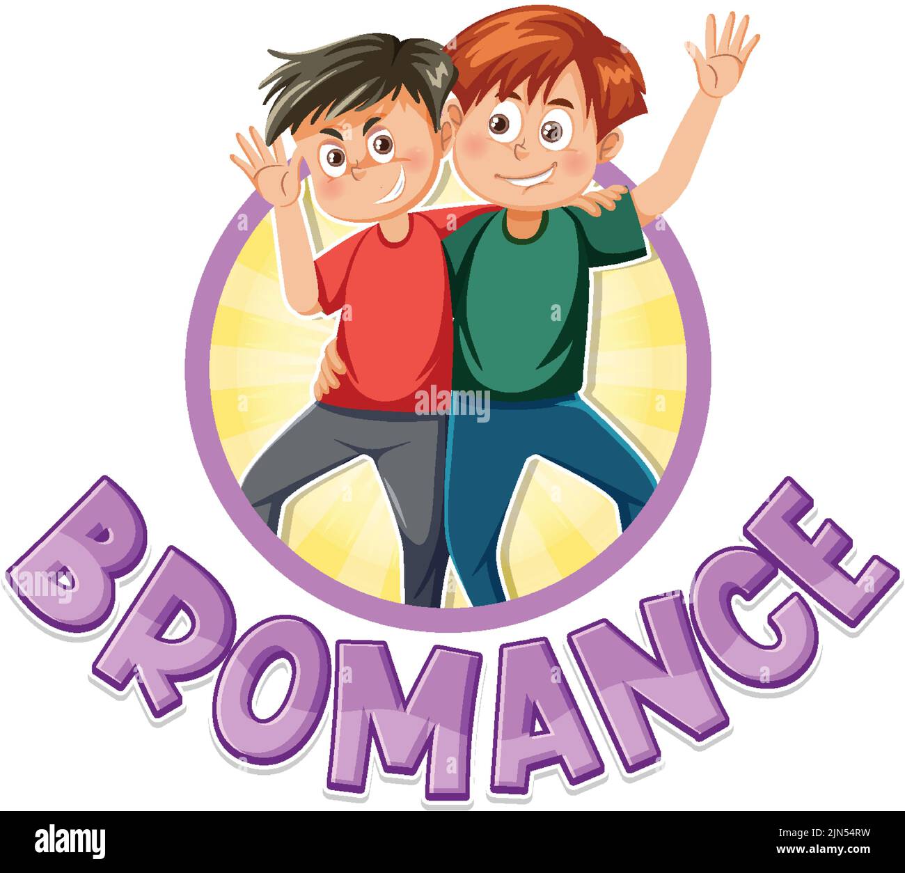 Cute cartoon character with bromance icon illustration Stock Vector ...