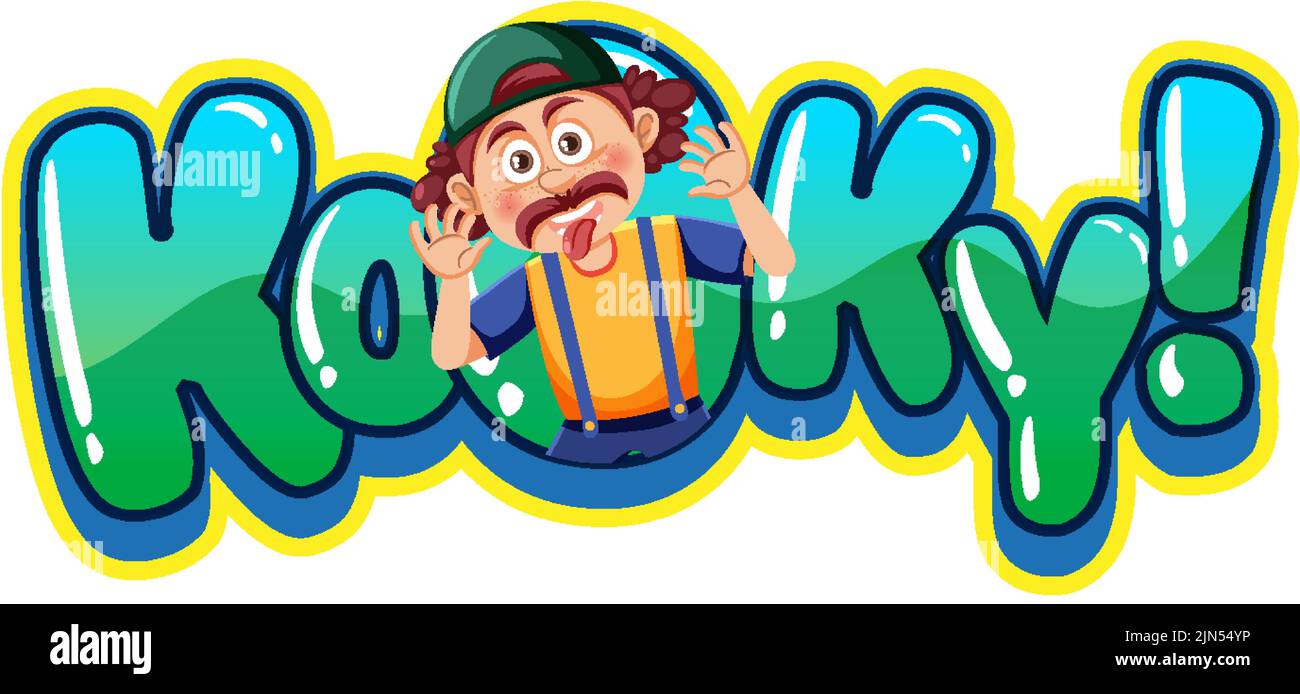 Kooky text word banner comic style with cartoon character expression ...