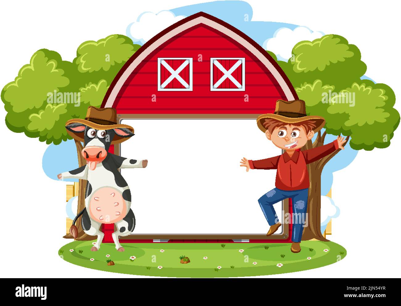 Empty board template with cartoon character illustration Stock Vector ...