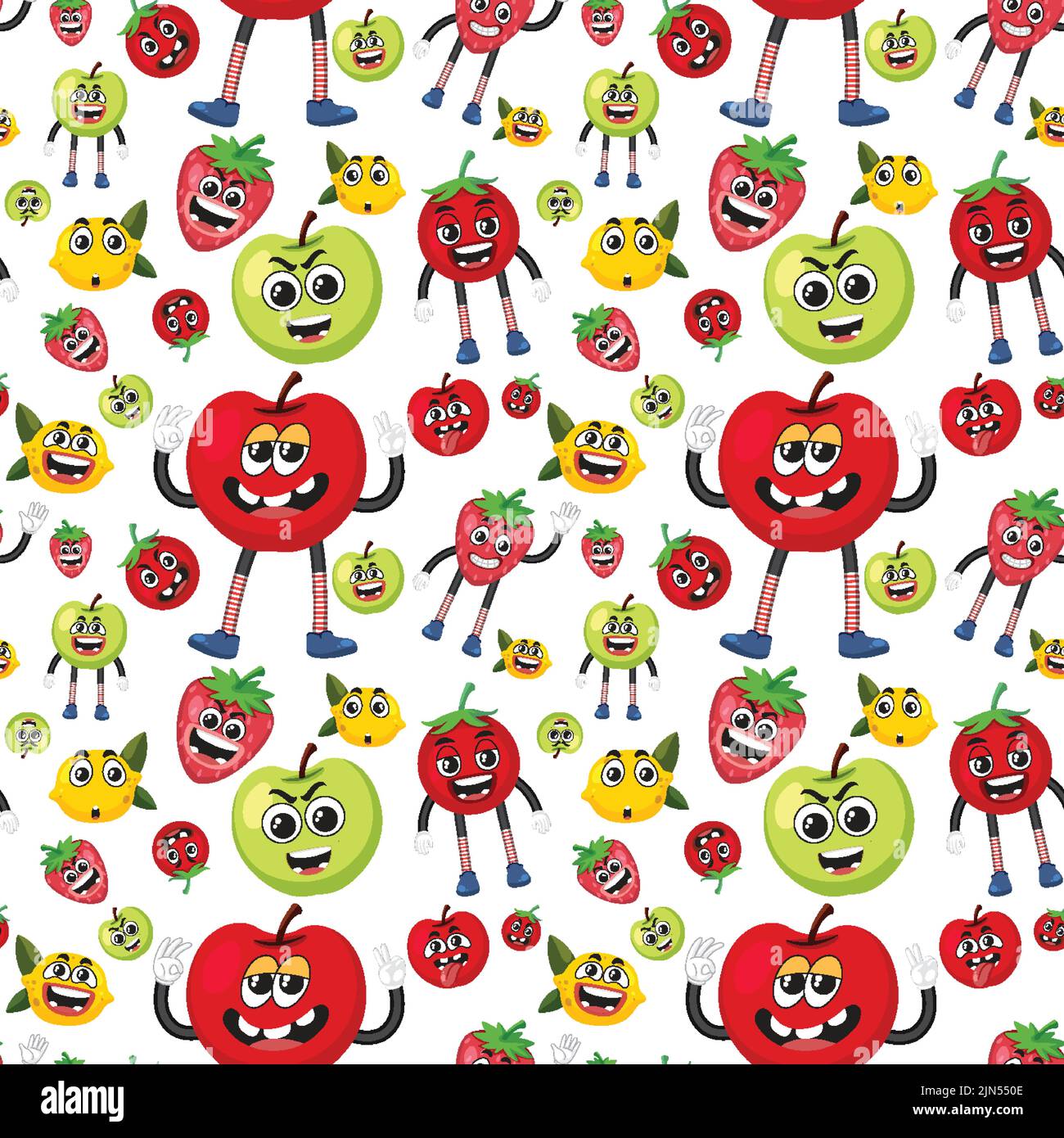 Cartoon fruits seamless pattern illustration Stock Vector Image & Art ...