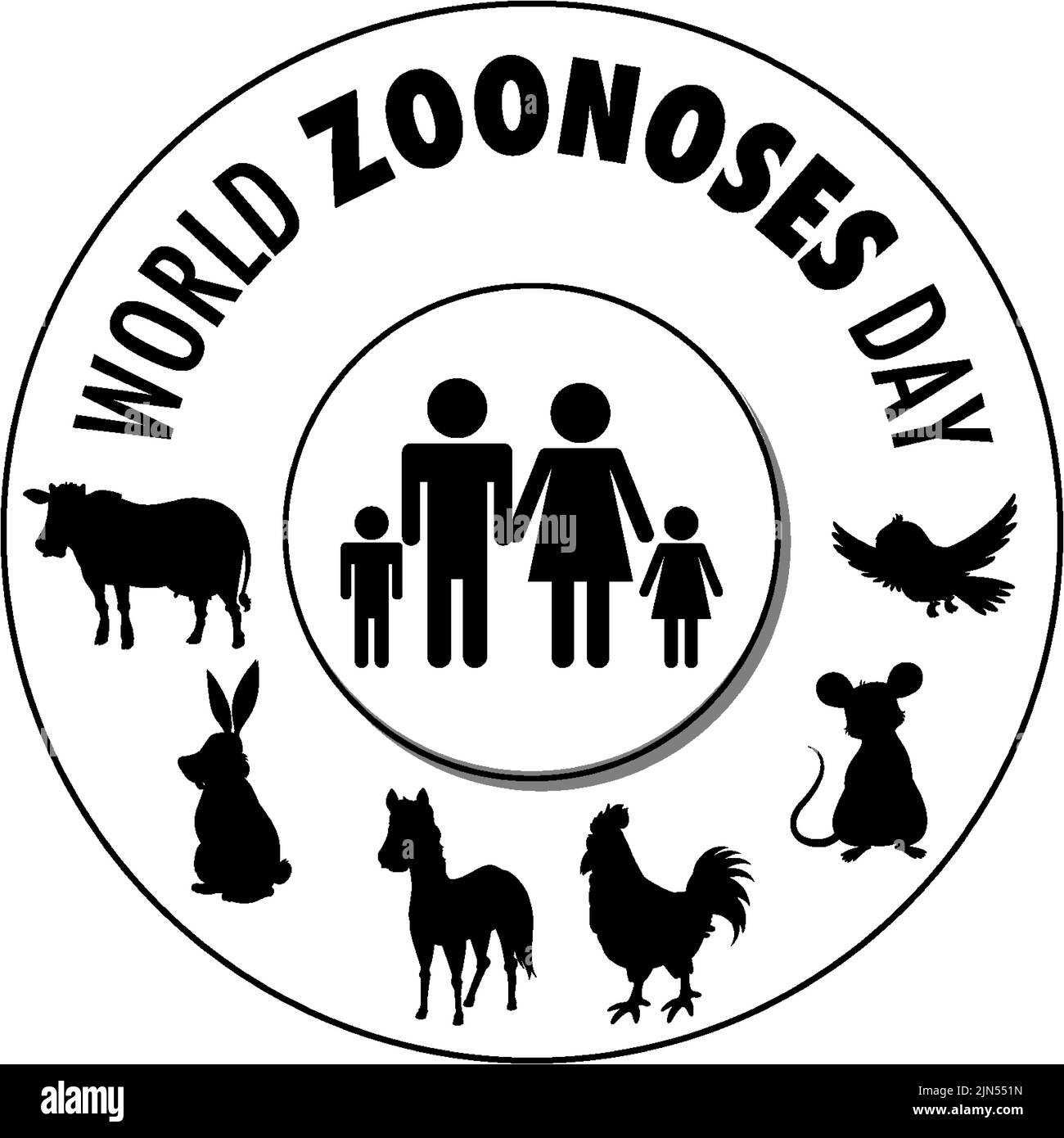 World zoonoses day banner silhouette design illustration Stock Vector ...