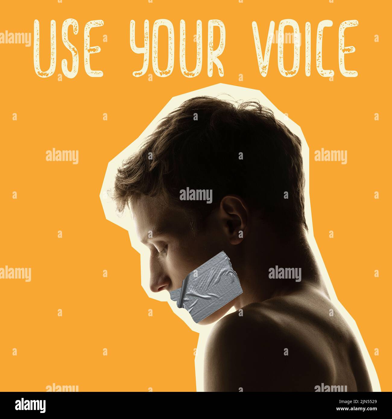 Conceptual contemporary art collage. Concept of human rights, stop ...