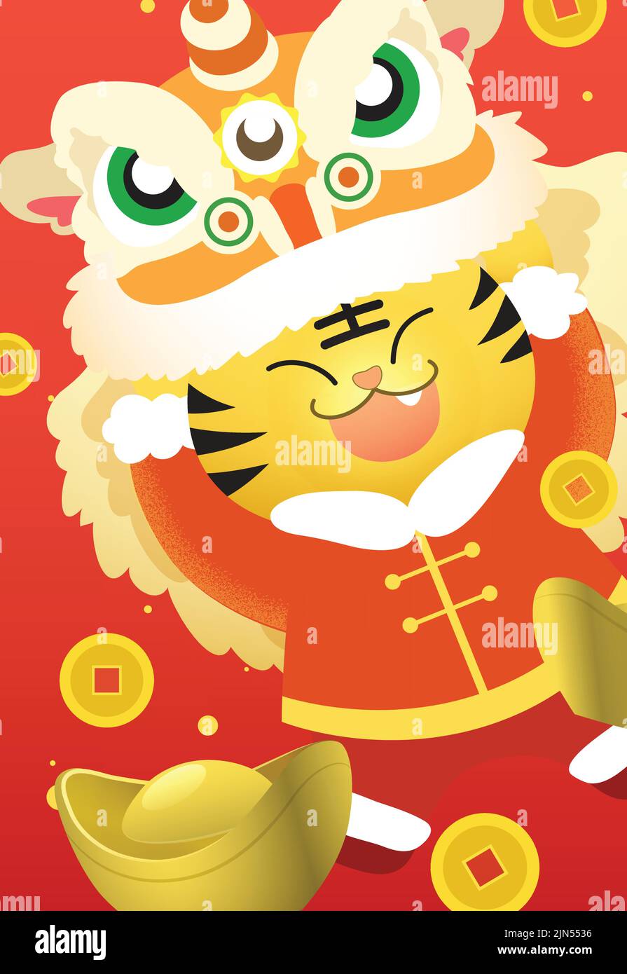 Happy chinese new year of lunar new year greeting card. Year of tiger ...