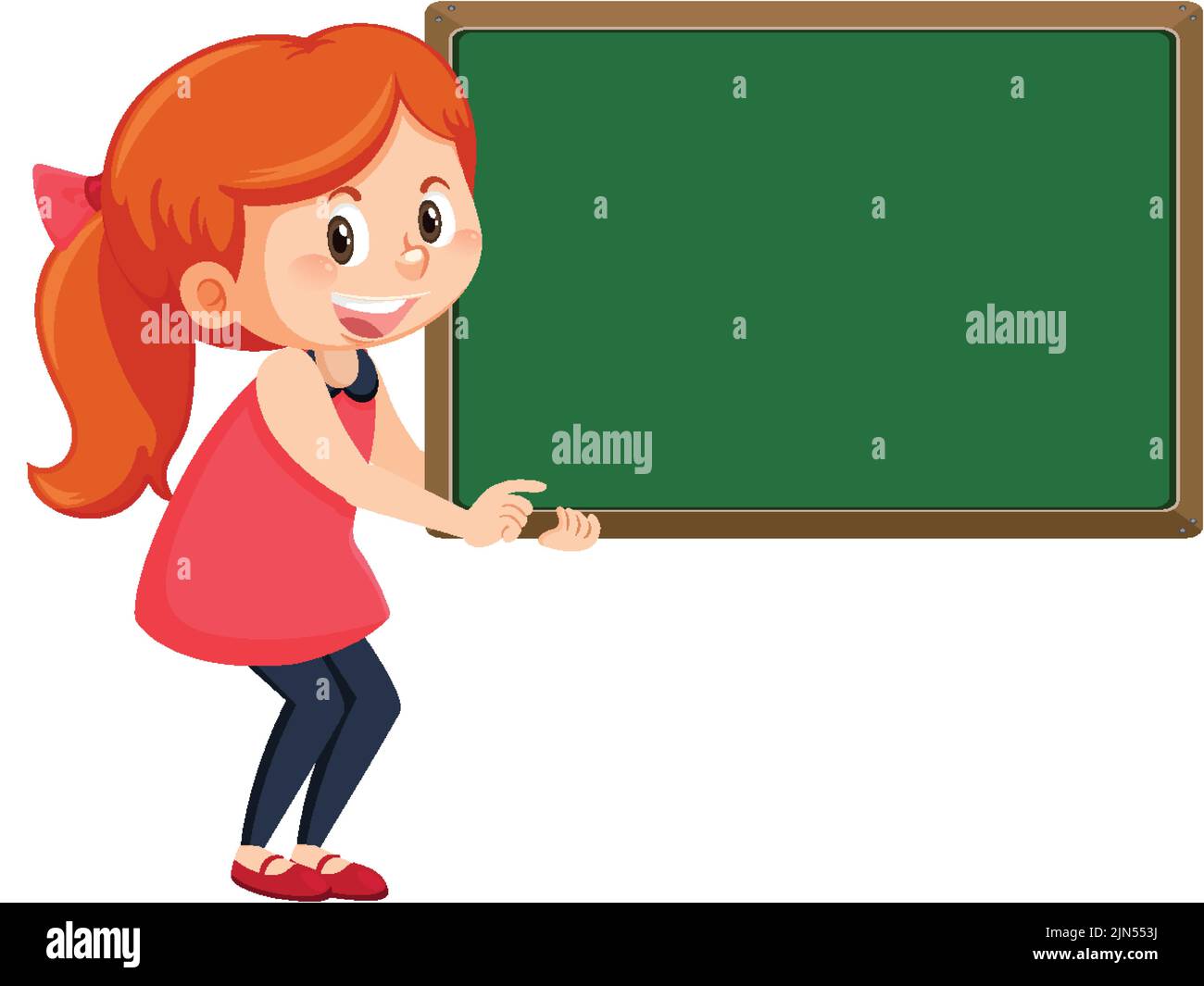 Cute girl with empty chalkboard isolated illustration Stock Vector ...