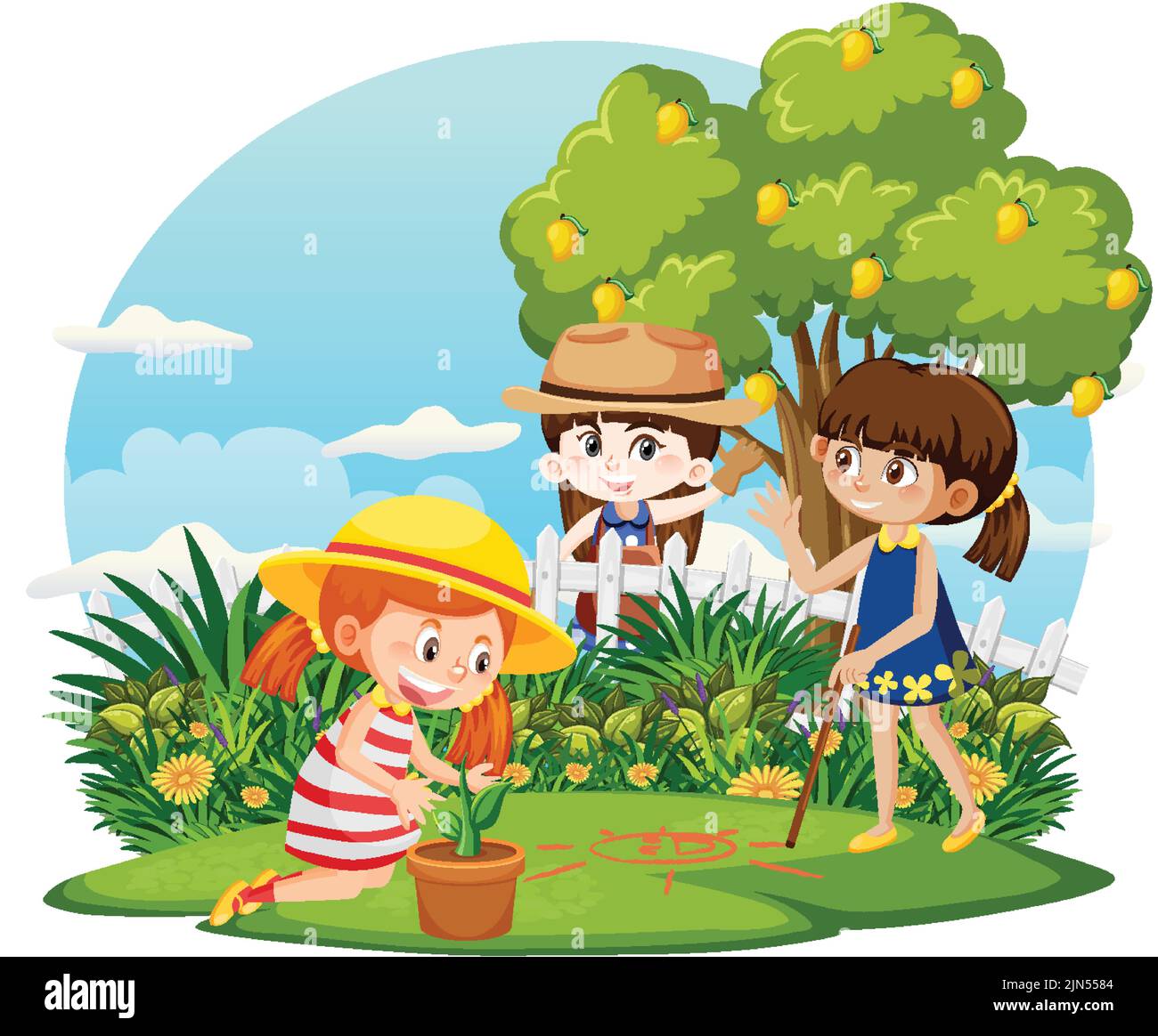 Children outdoor scene isolated illustration Stock Vector Image & Art ...