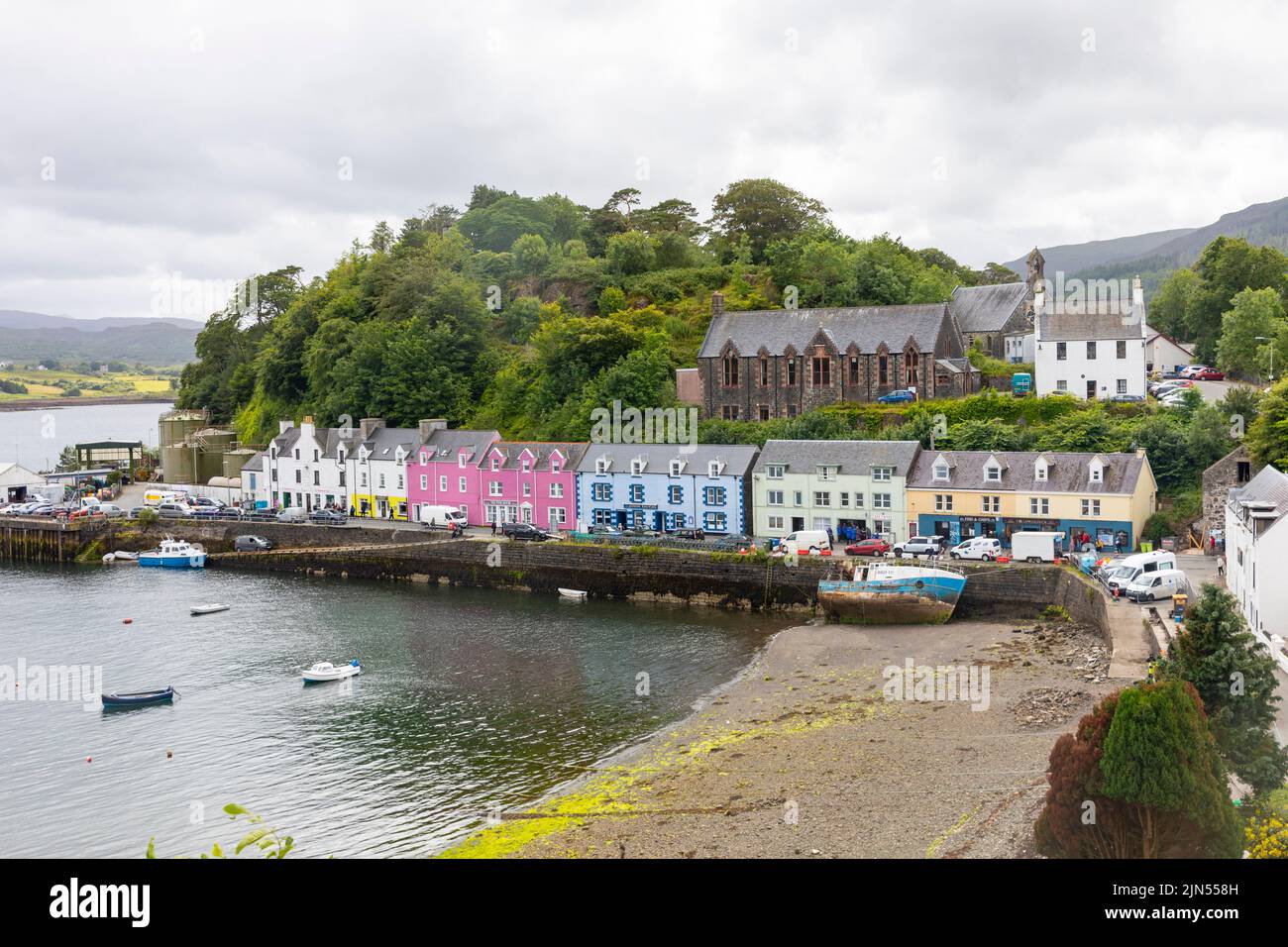 Isle of Skye Scotland, Portree village town the capital of Isle of Skye ...