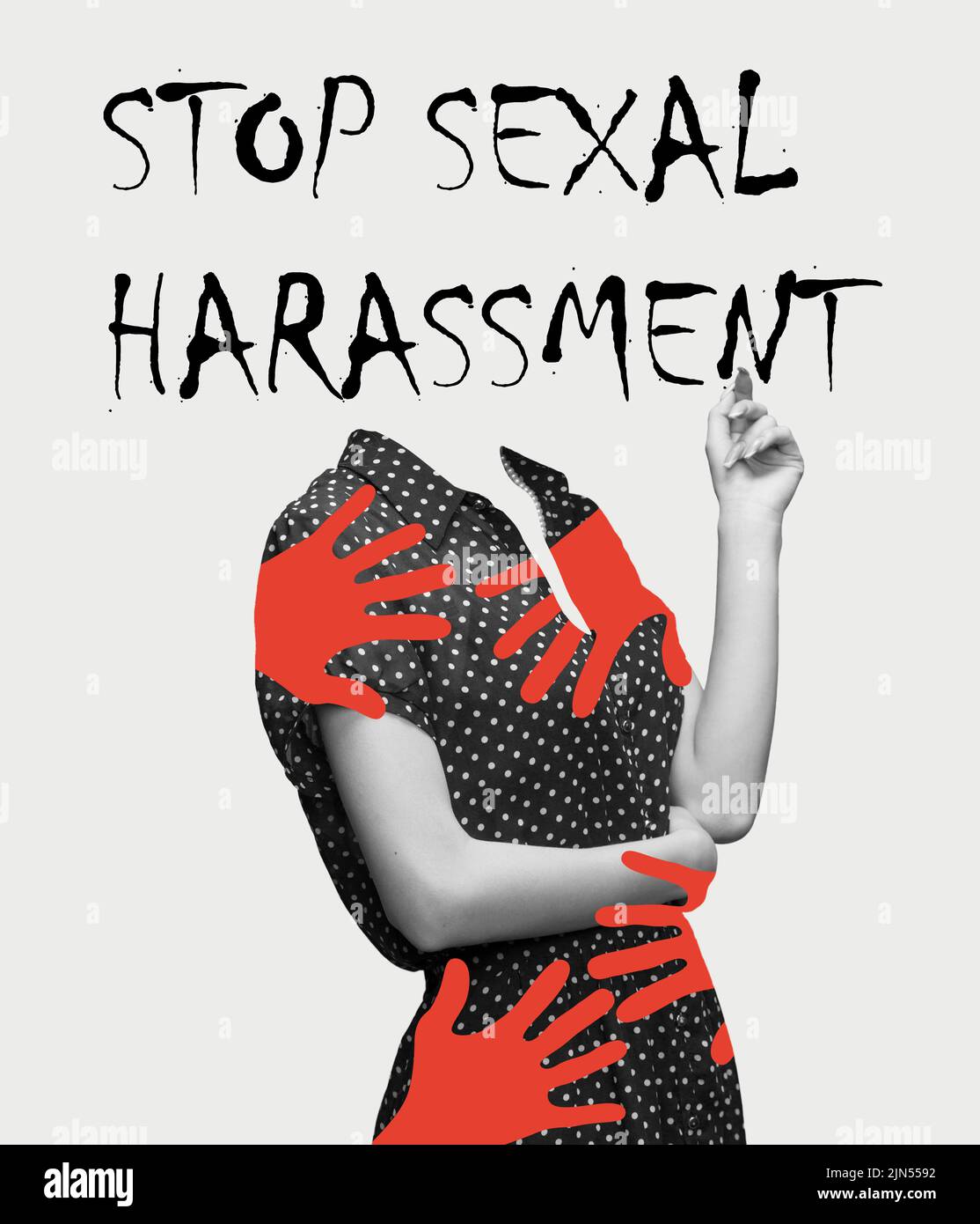 Conceptual contemporary art collage. Concept of human rights, stop ...