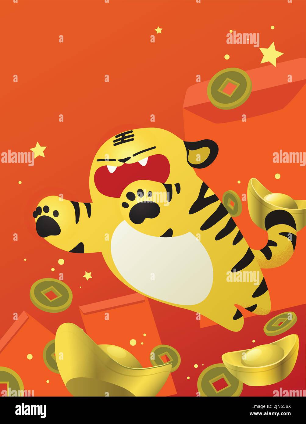 Happy chinese new year of lunar new year greeting card. Year of tiger ...