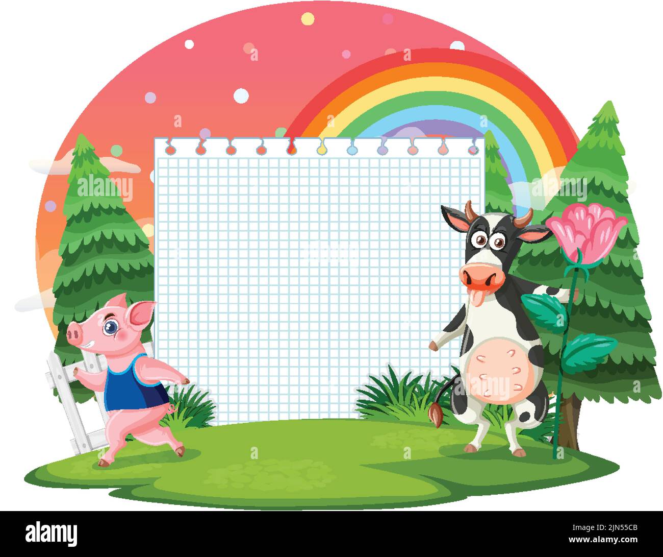 Empty board with cartoon character illustration Stock Vector Image ...