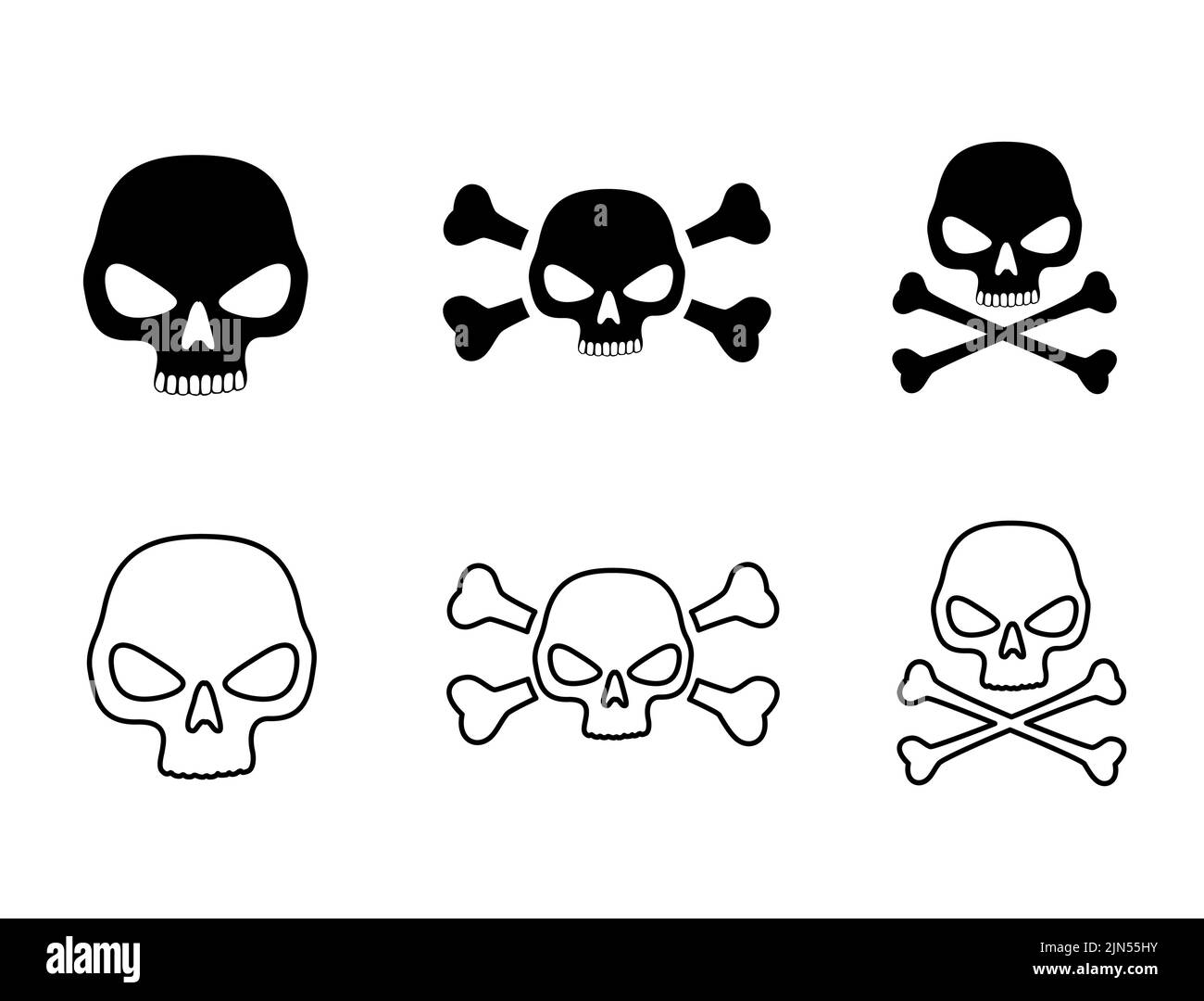 Skull silhouette outline sticker icon set Stock Vector Image & Art - Alamy