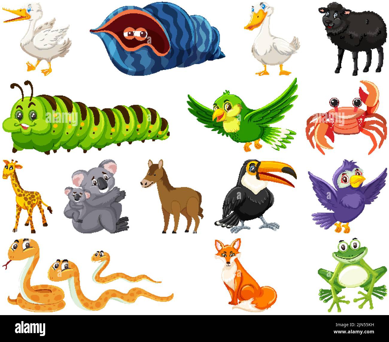 Set of various animals cartoon illustration Stock Vector Image & Art ...