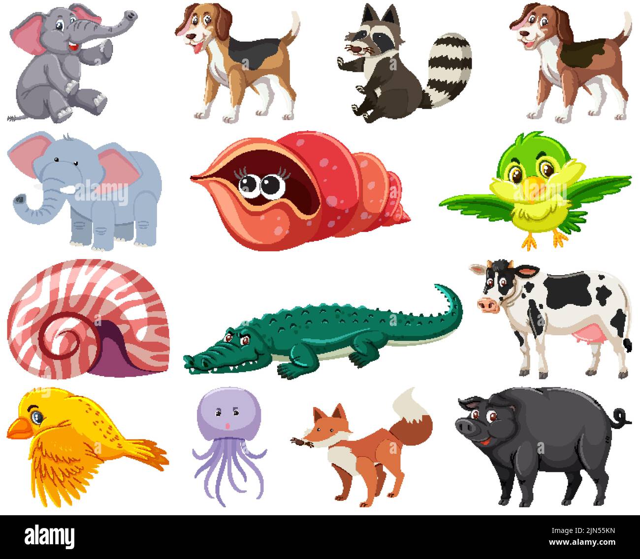 Set of various animals cartoon illustration Stock Vector Image & Art ...
