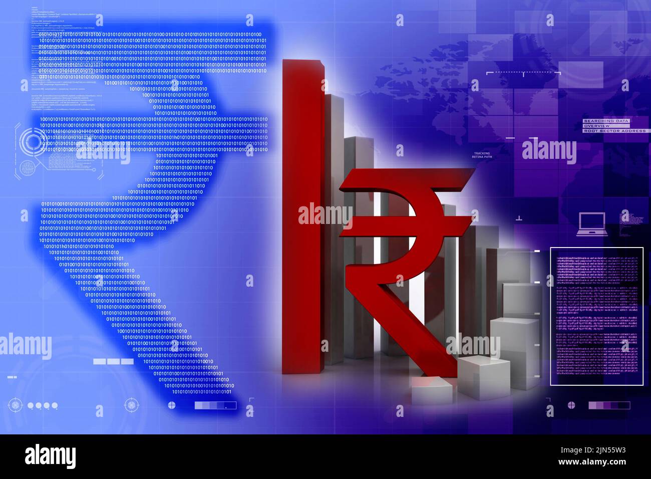 3d rendering Stock market online business concept. business Graph with indian rupee sign Stock ...