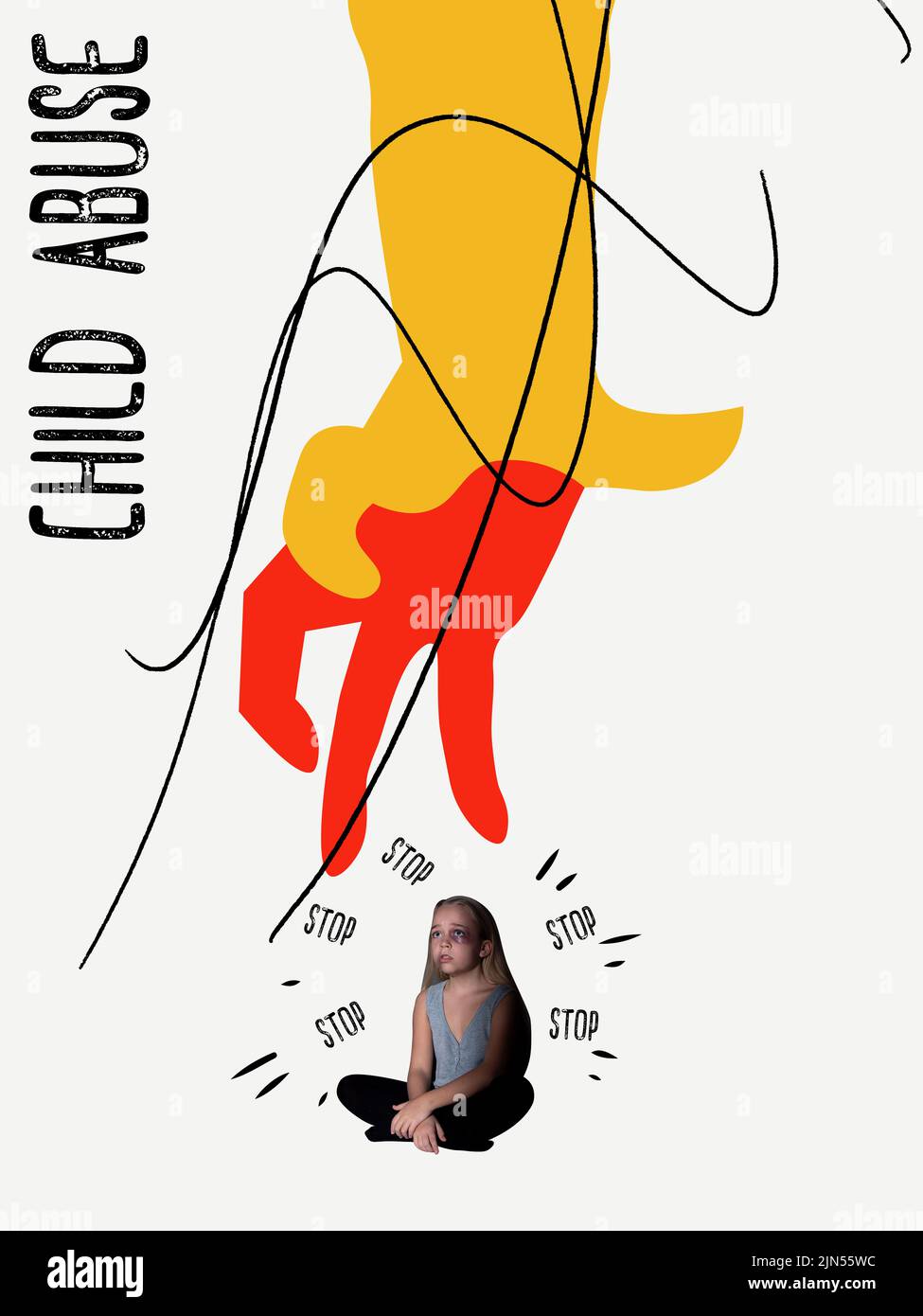 Conceptual contemporary art collage. Concept of human rights, child ...