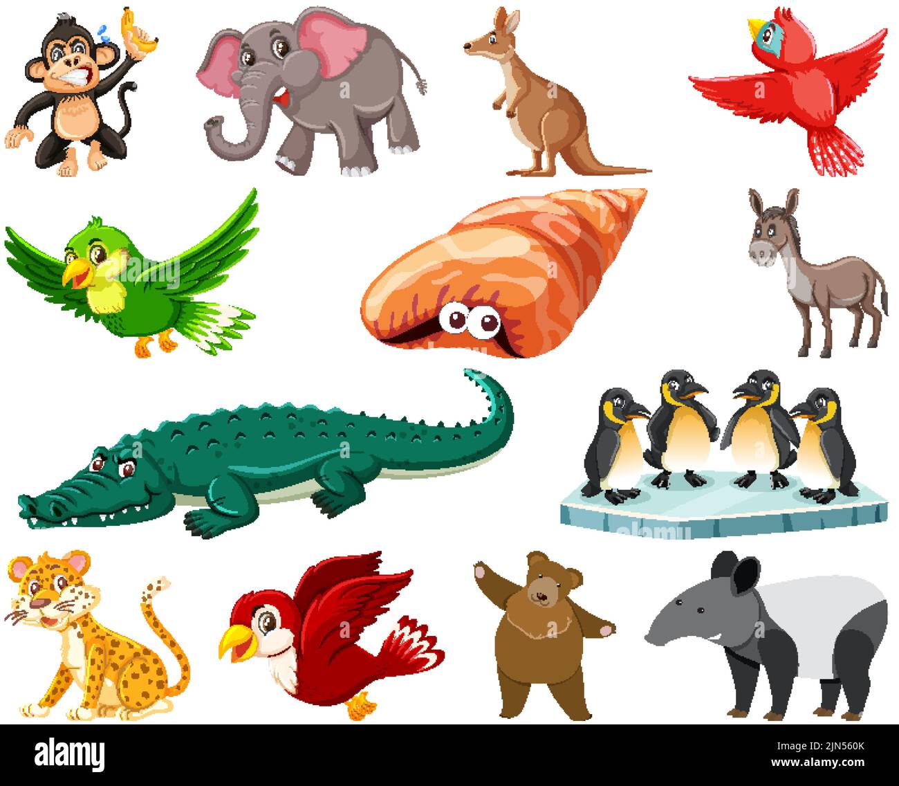 Set of various animals cartoon illustration Stock Vector Image & Art ...