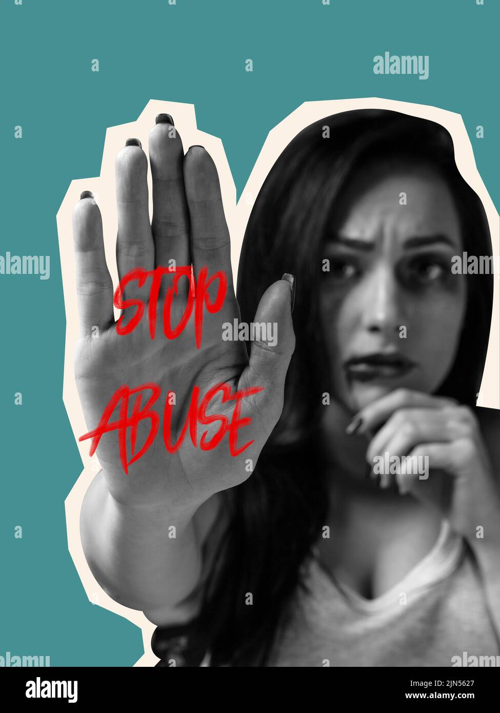 Conceptual contemporary art collage. Concept of human rights, stop ...