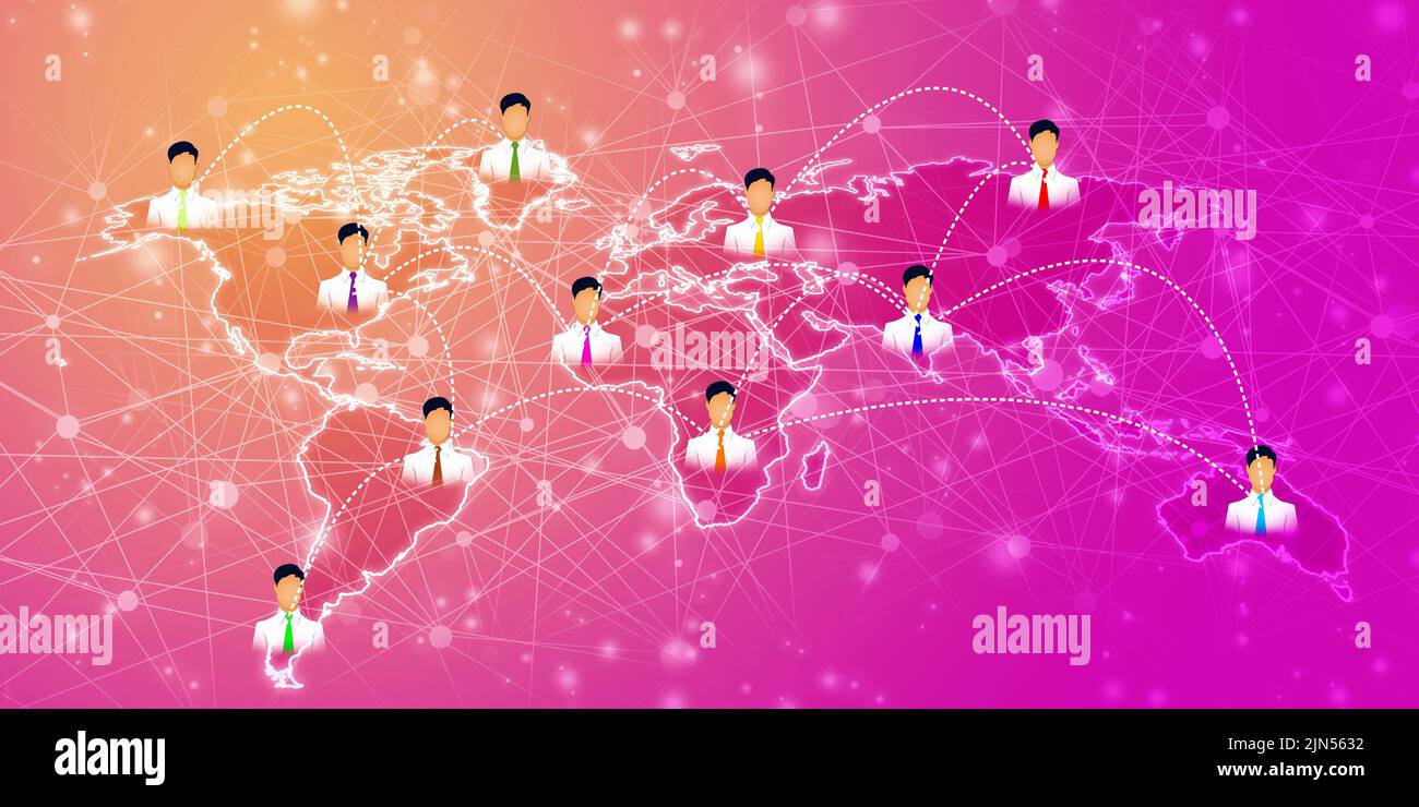 2d illustration Business Network concept Stock Photo - Alamy