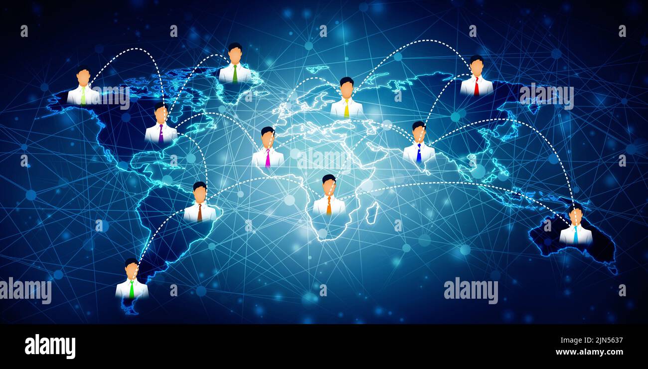 2d illustration Business Network concept Stock Photo - Alamy