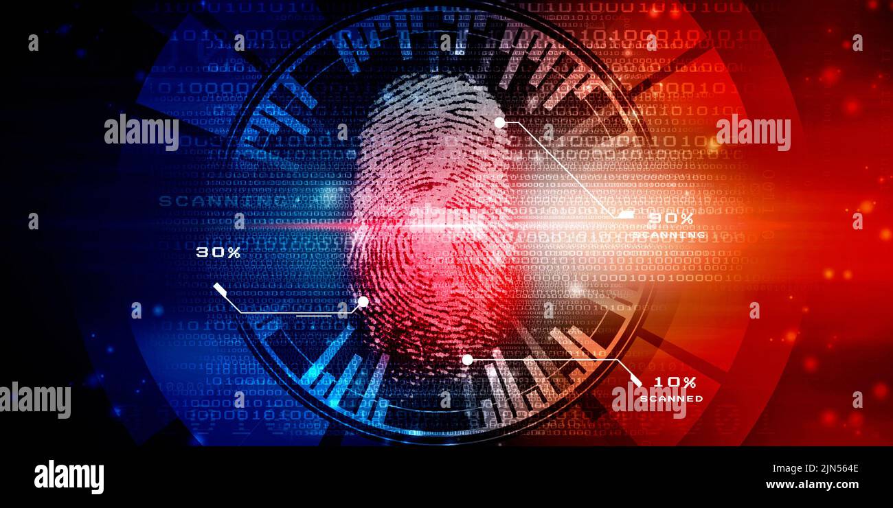 2d Illustration Fingerprint Scanning Technology Concept Stock Photo - Alamy